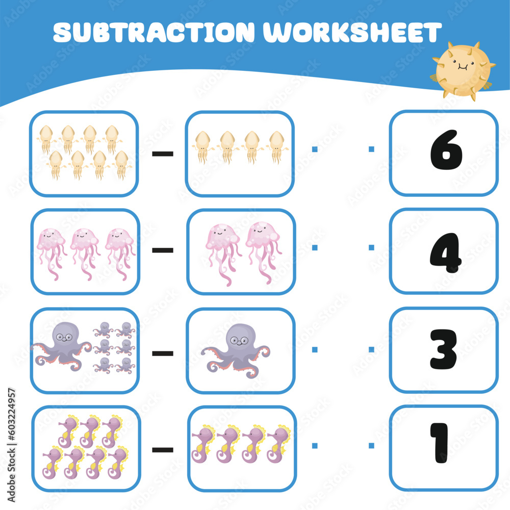 Mathematic counting worksheet. Math activity, count and match the ...