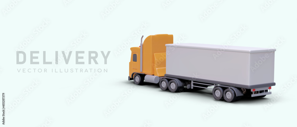 Advertising banner of freight carrier. Realistic truck on horizontal ...