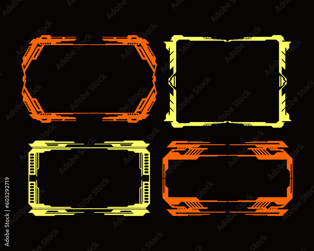 HUD futuristic frame border game swag streetwear elements pack panel cyber sci-fi, stipes line ...