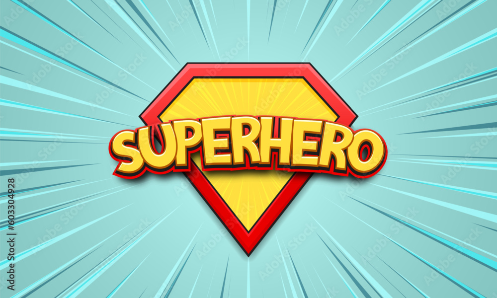 Superhero cartoon logo on bright background. Vector illustration. Stock ...
