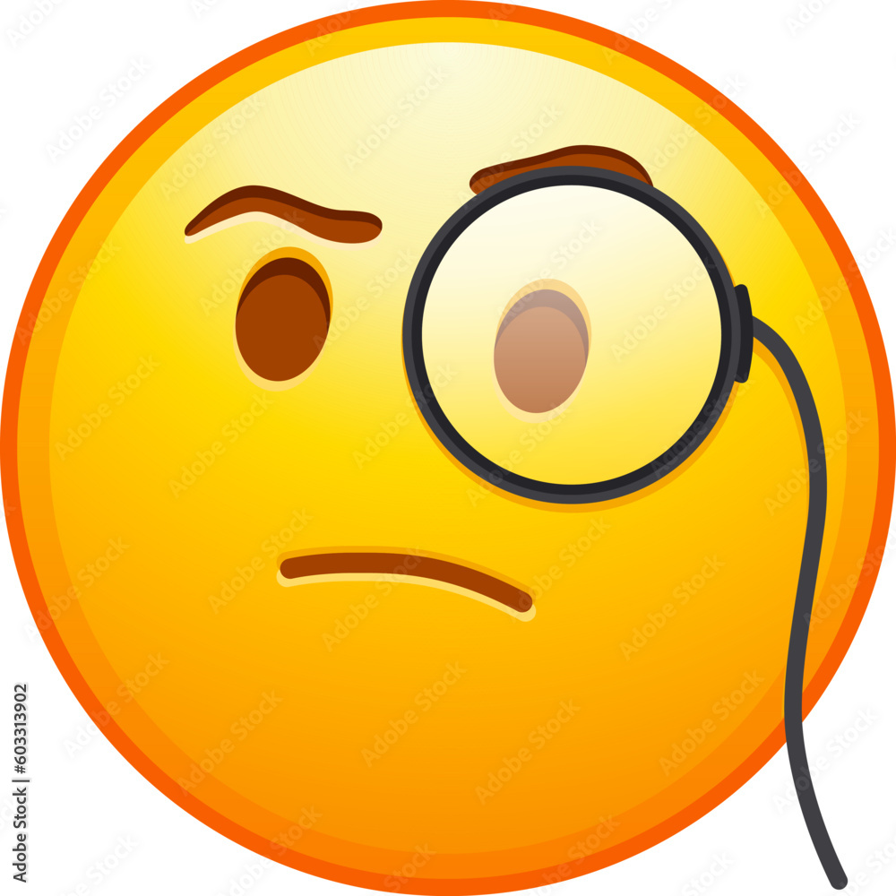 Top quality emoticon. Intelligent emoji. Smug emoticon with Monocle and ...