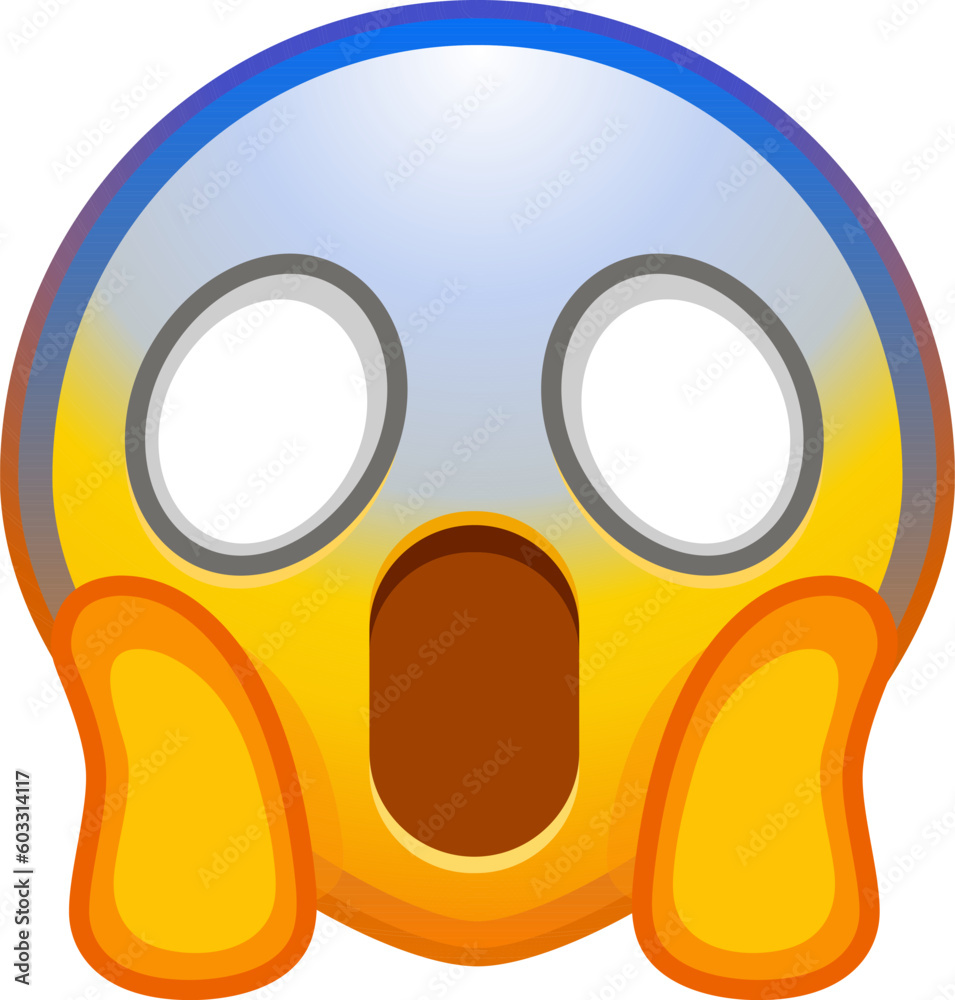 Screaming in fear emoji. Horror and fright emoticon. Face with blue ...