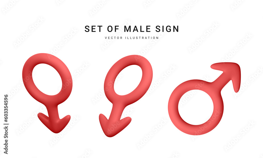Set of 3d realistic male symbol isolated on white background ...