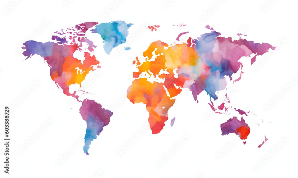 colorful world map illustration Stock Illustration | Adobe Stock