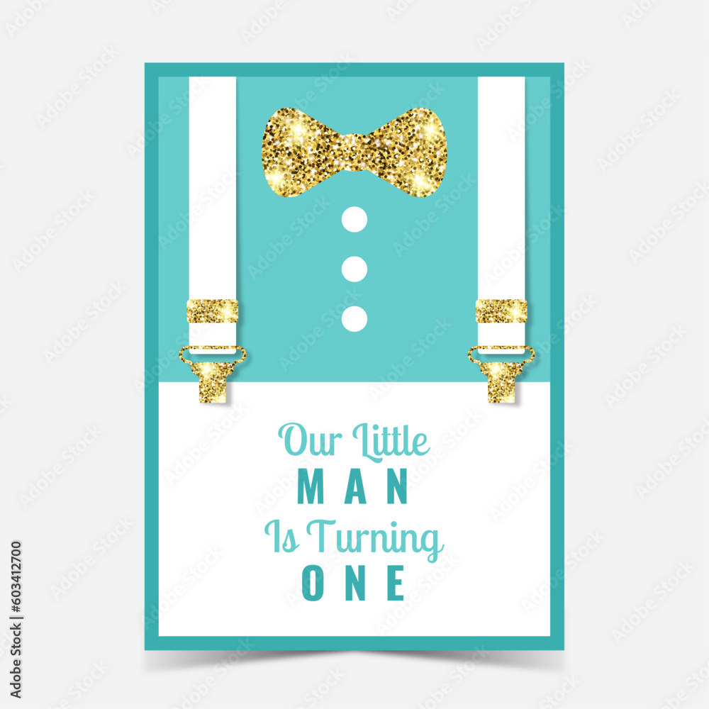 First birthday for little boy, turning one, vector illustration with ...