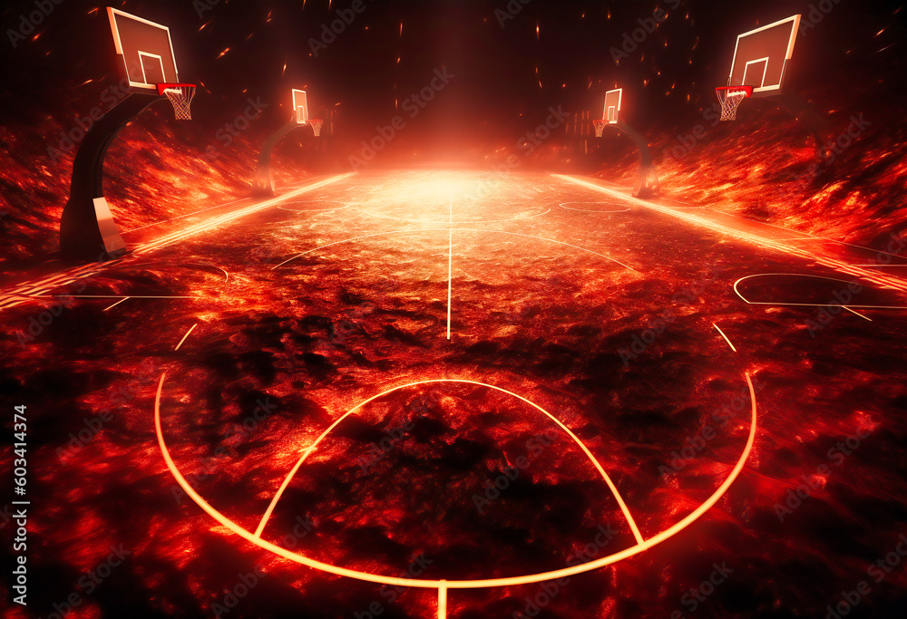fire basketball court concept illustration Stock Illustration | Adobe Stock