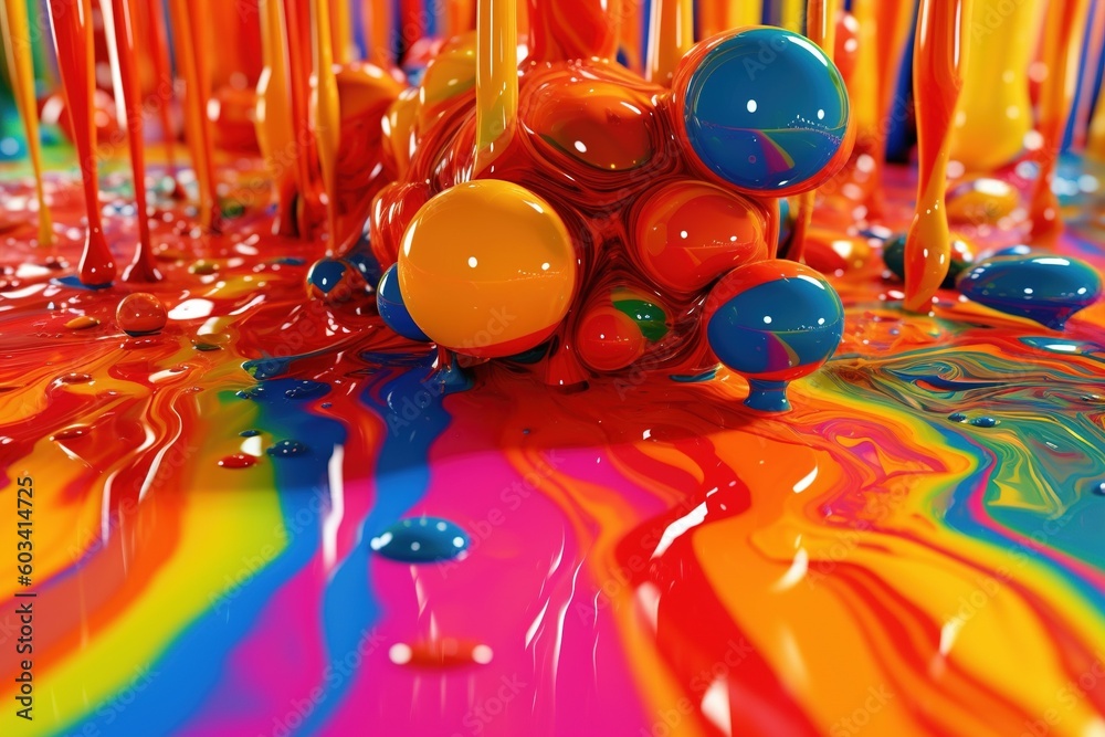 Abstract liquid with vibrant colors, highly colorful, ray tracing ...