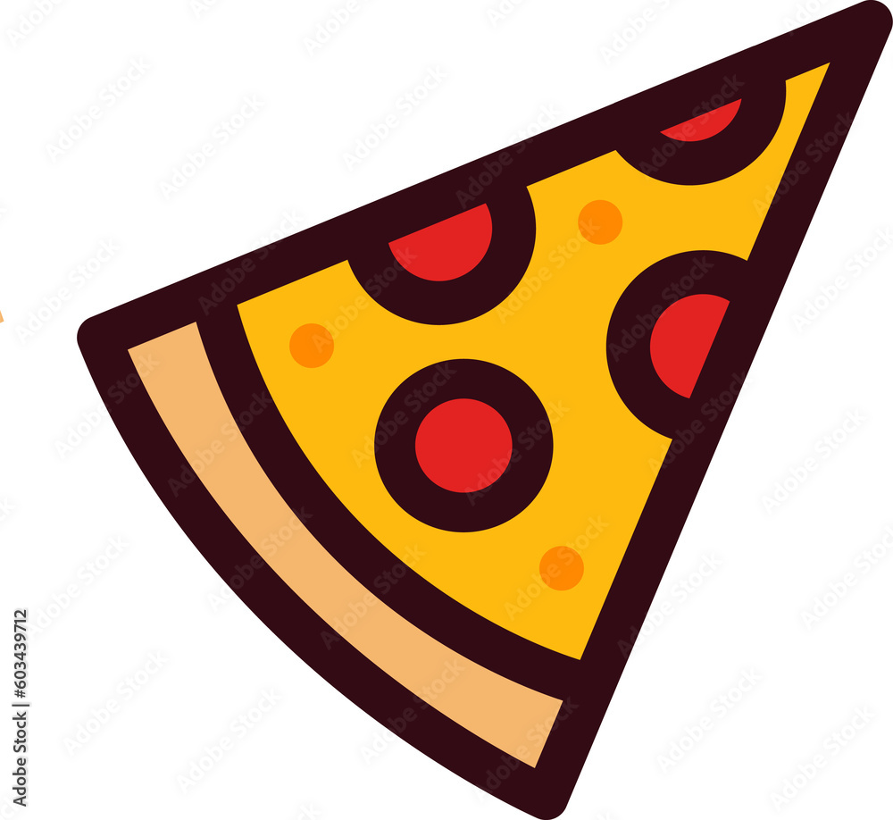 Pizza slice. Icon colored. Vector badge. Fast food for brochures ...