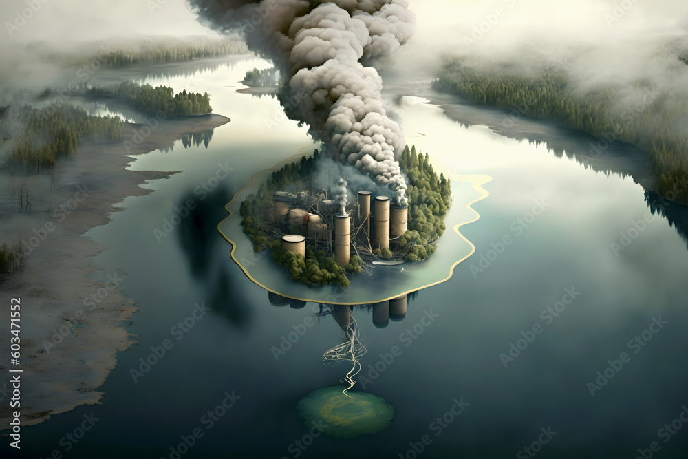 Environmental disaster. Threat to environment. Emissions of toxic ...