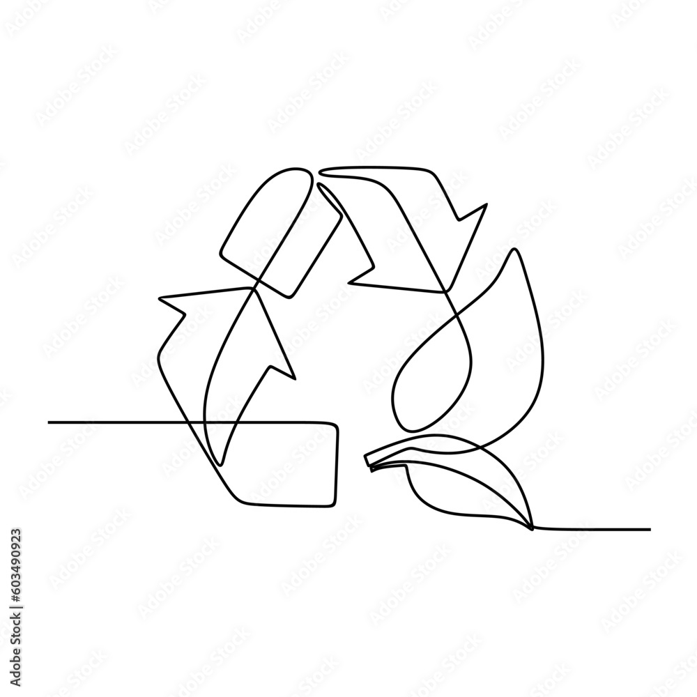 continuous line drawing of nature recycle Stock Vector | Adobe Stock