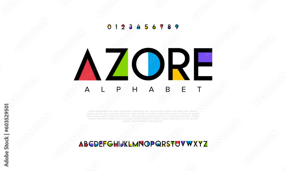 Azore abstract digital technology logo font alphabet. Minimal modern ...