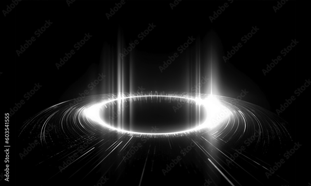 Glow light effect. Circular lens flare. Abstract rotational lines on ...