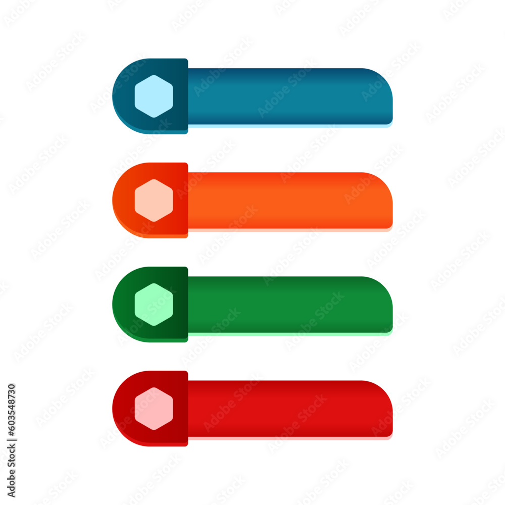 Infographic Ribbon Template In 4 Step With Colourful Rectangle Shape ...