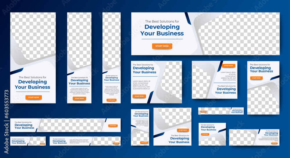 Web advertising banner template design. Modern web layout set with ...