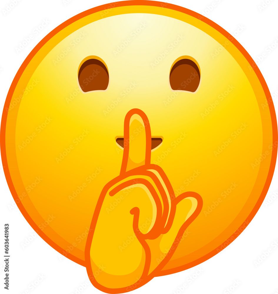 Top quality emoticon. Quiet emoji shh gesture, shush silent smiley ...