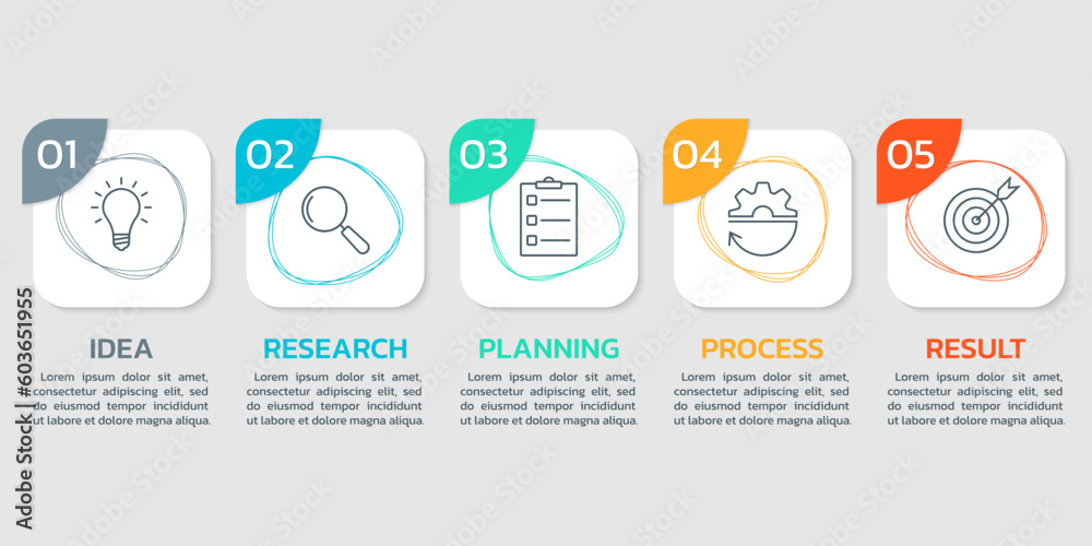 5 step infographic with business icons. Modern infograph element design ...