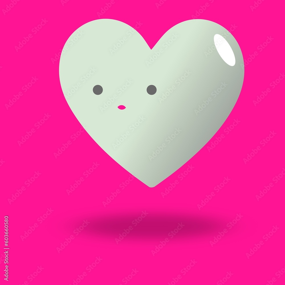 ภาพประกอบ Stock Red heart face head. Exclamation point. Cute cartoon ...