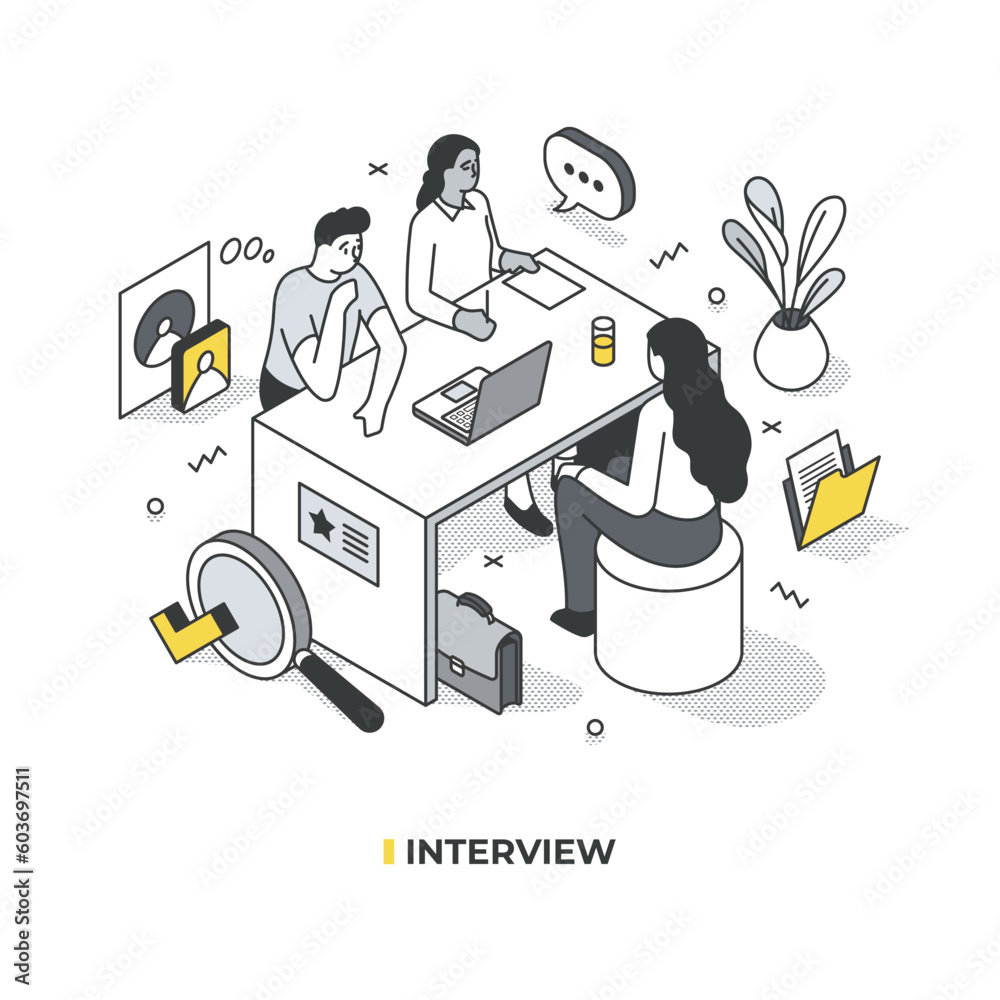 Interview Isometric Scene Stock Vector | Adobe Stock