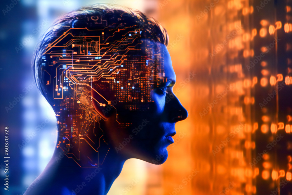 Artificial intelligence virtual concept avatar. Futuristic augmented ...