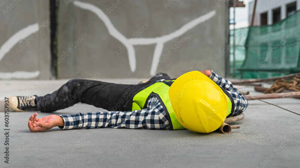 Workers at construction sites fall from heights, fall from scaffolding ...