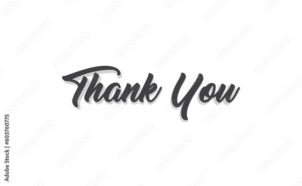 Thank you lettering text with drop shadow. Hand drawn style thanking ...