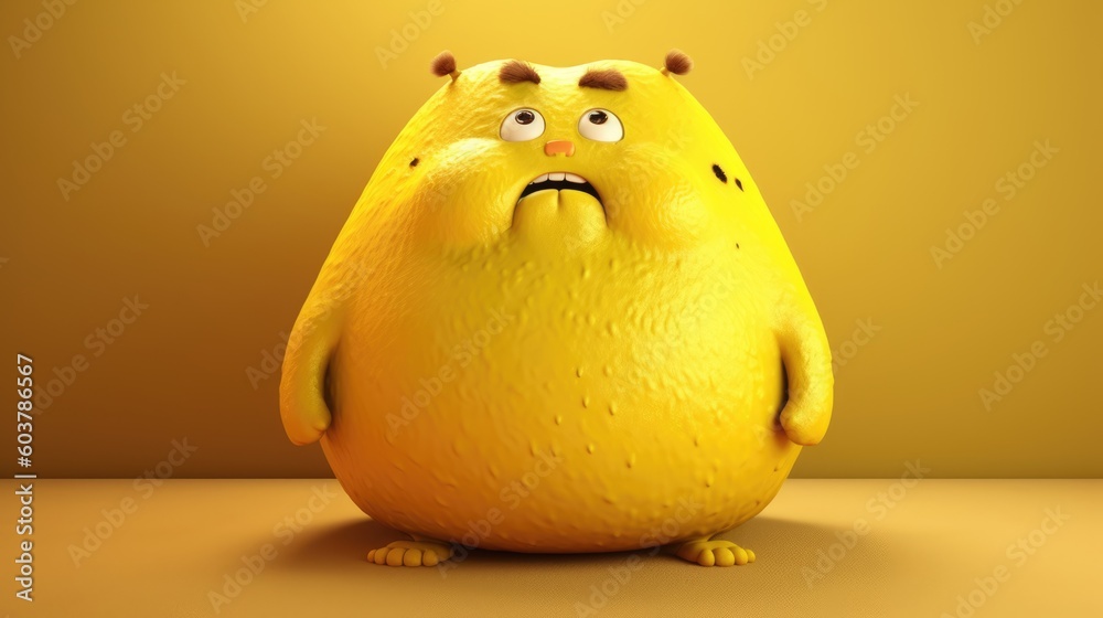 Stock-Illustration „Humorous Illustration of a Yellow Fat Character ...