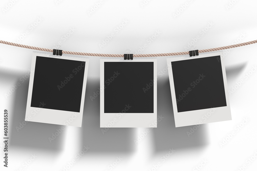 Garland layout in square photo frames, glued together with multi ...