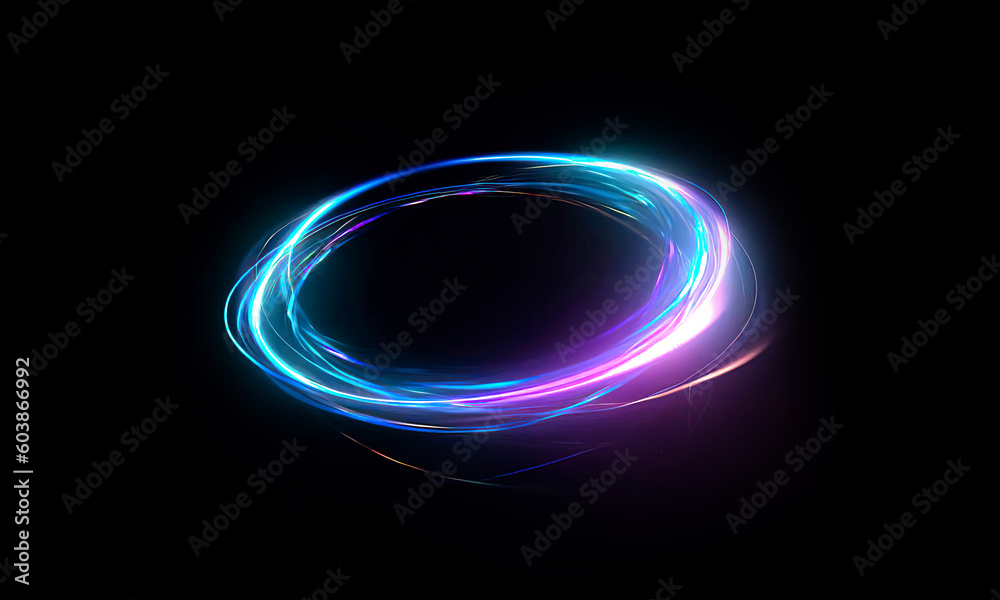 Glow swirl light effect. Circular lens flare. Abstract rotational lines ...