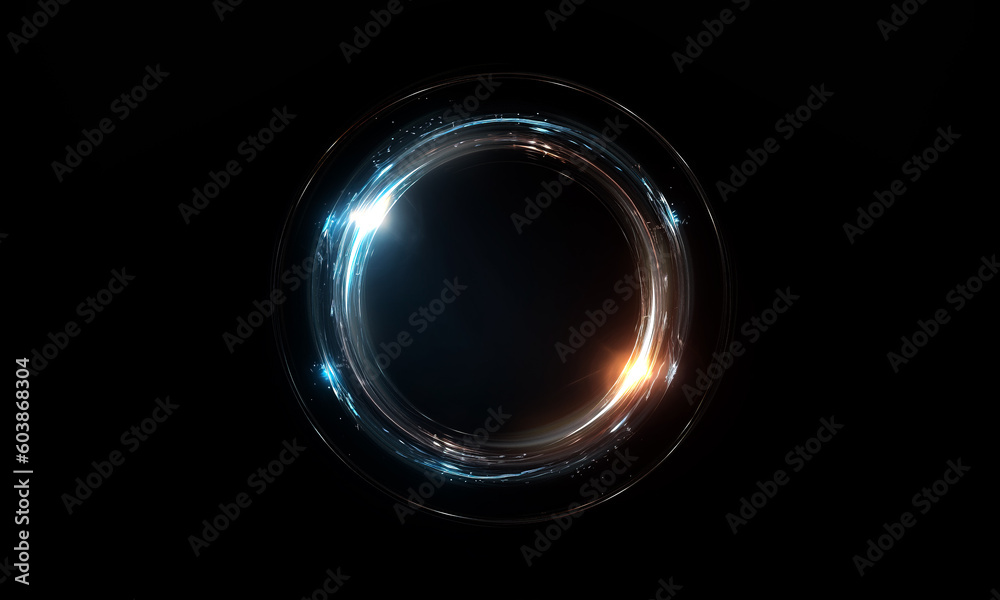 Glow swirl light effect. Circular lens flare. Abstract rotational lines ...