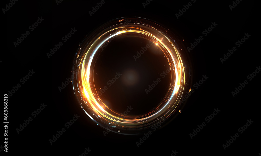 Glow swirl light effect. Circular lens flare. Abstract rotational lines ...