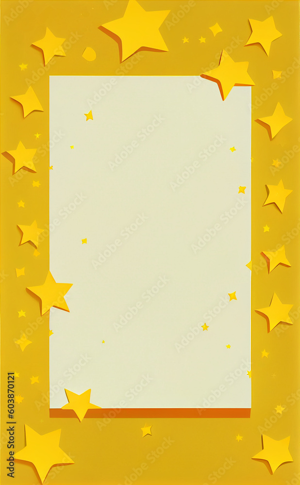 Cartoon star frame, golden yellow cheerful happy stars surrounding the ...