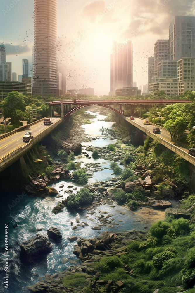 A series of illustrations showing the impact of pollution on Earth's ...