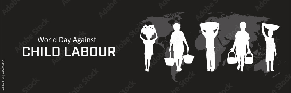 World Day Against Child Labour design. It features silhouette of ...