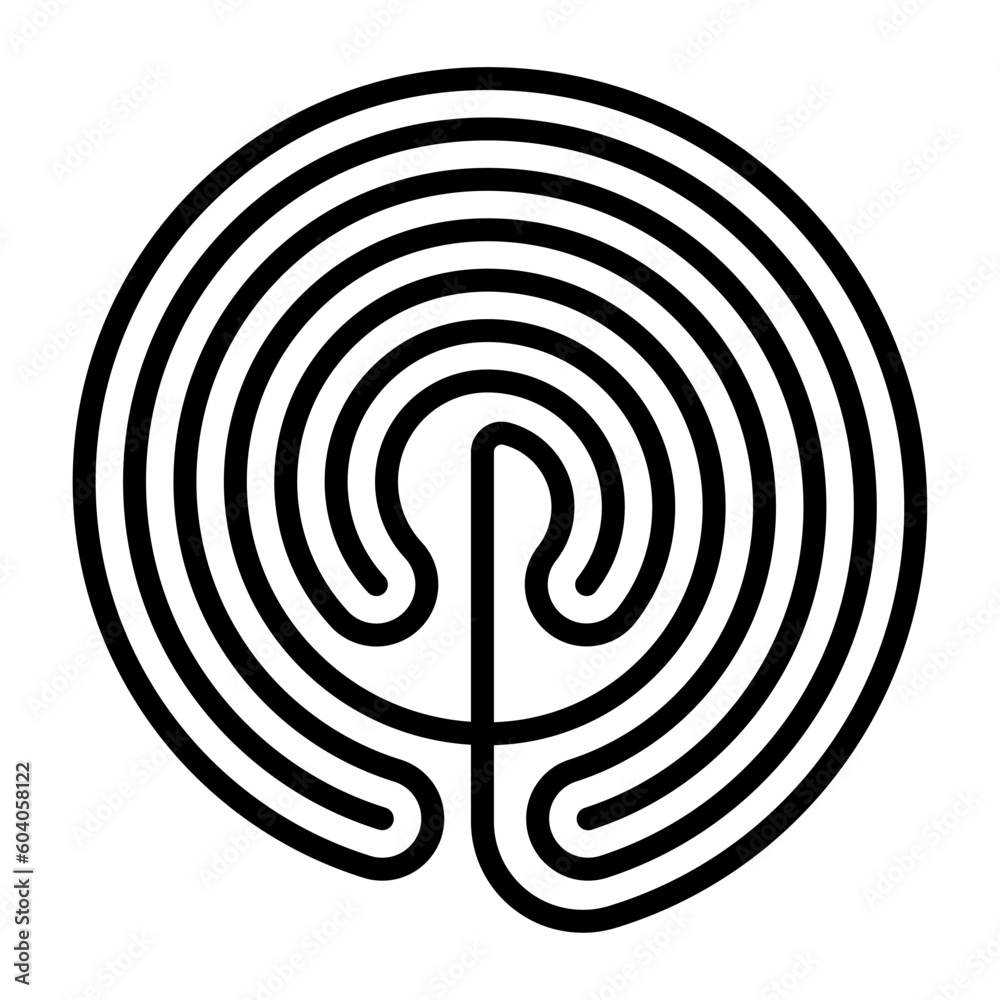 Image vectorielle Stock Circle shaped Cretan labyrinth. Classical ...