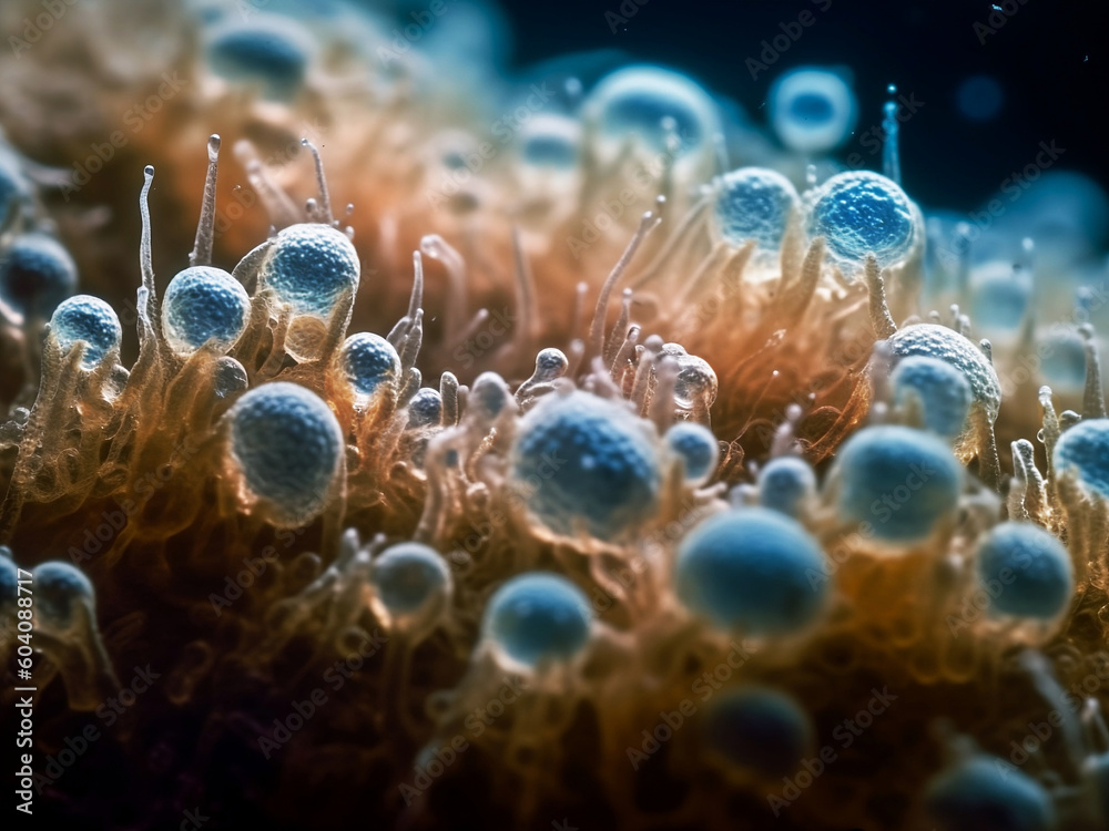 Wonderful microscopic world: cells, tissues, microorganisms. Vesicle ...