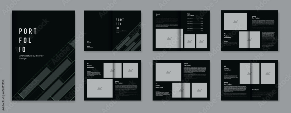 Architecture portfolio design template, architectural portfolio layout ...