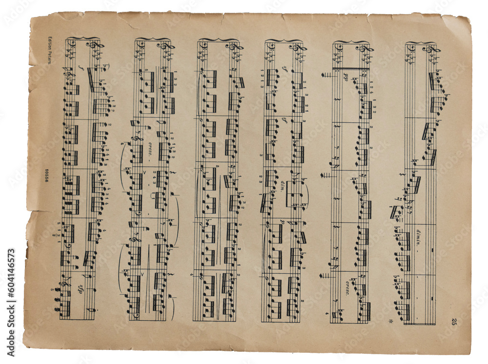 Sheet Music - partitura - musical symbols vintage Sheet Music on Aged ...
