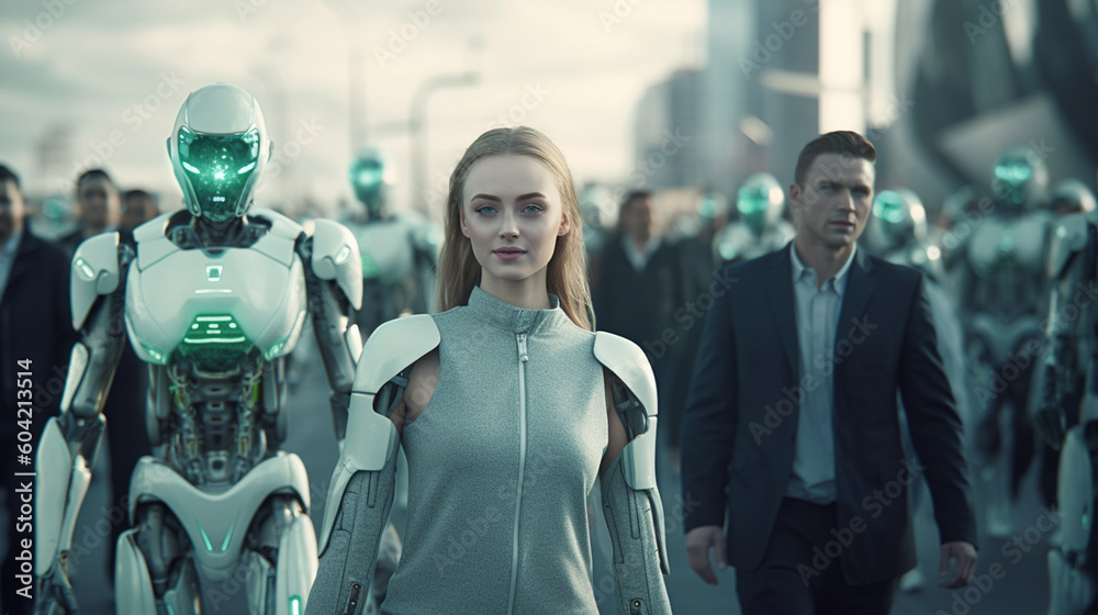 robot soldier with and as combat suit, machine robot, cyborg, humanoid ...