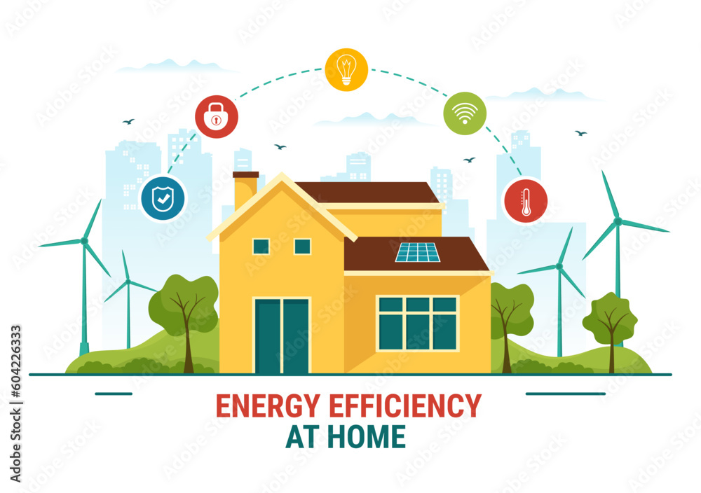 Energy Efficient at Home Vector Illustration of Smart House Technology ...