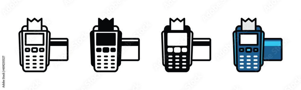 POS terminal for credit card payment icon vector in line, flat, and ...