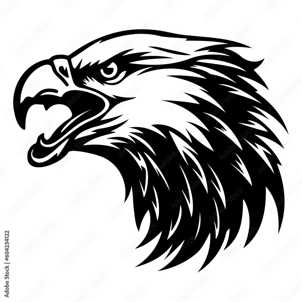 ferocious eagle, Angry eagle Face Side, eagle mascot logo, eagle Black ...