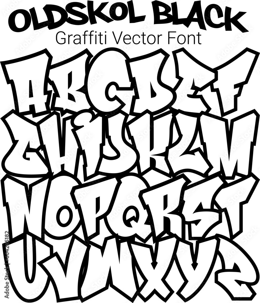 Oldskol Black - Graffiti Styled Street Art Cool Kids font, full editable A-Z alphabet Stock ...