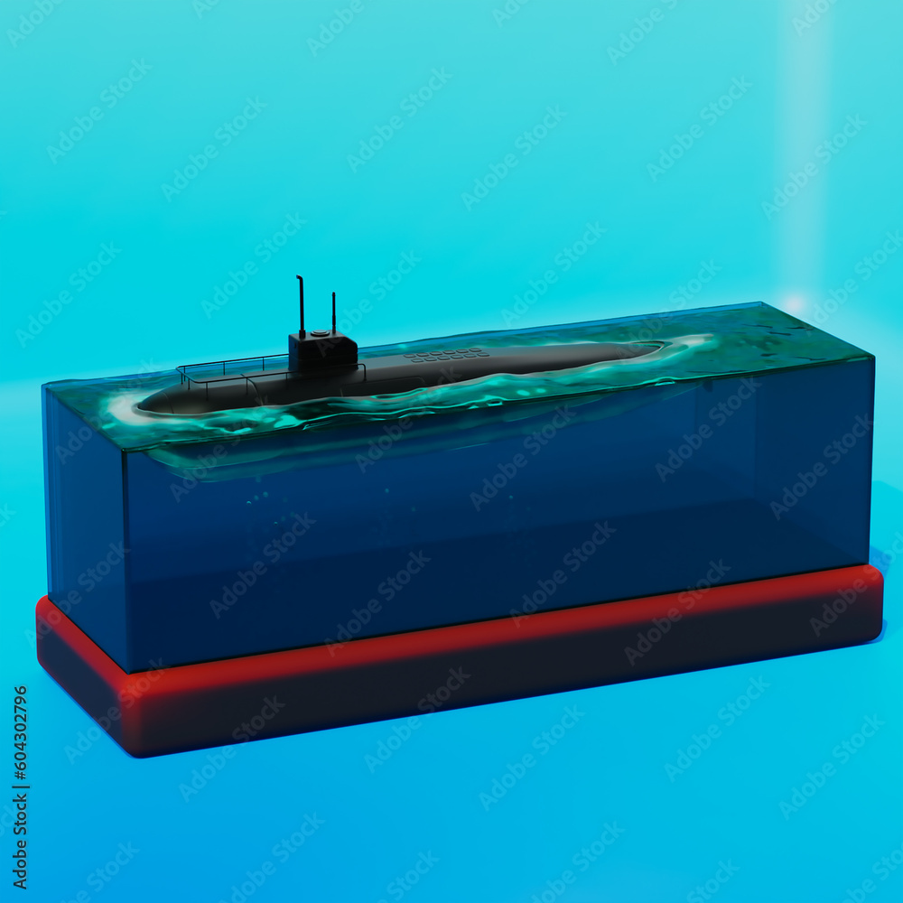 3d-illustration: black military submarine. Underwater deadly weapon ...