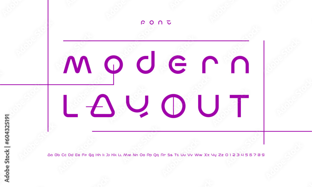 Virtual cyber font, digital alphabet made space future design ...