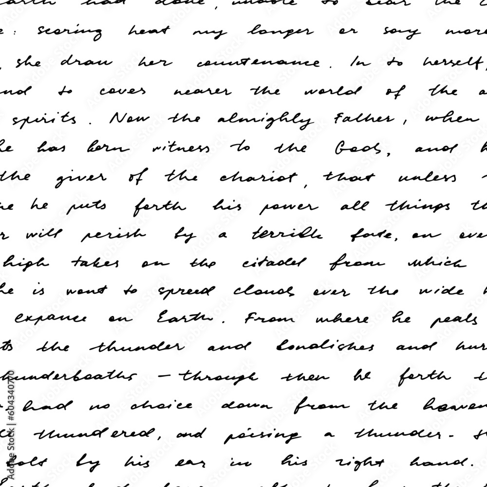 Seamless pattern with illegible handwritten poetry. Abstract background ...