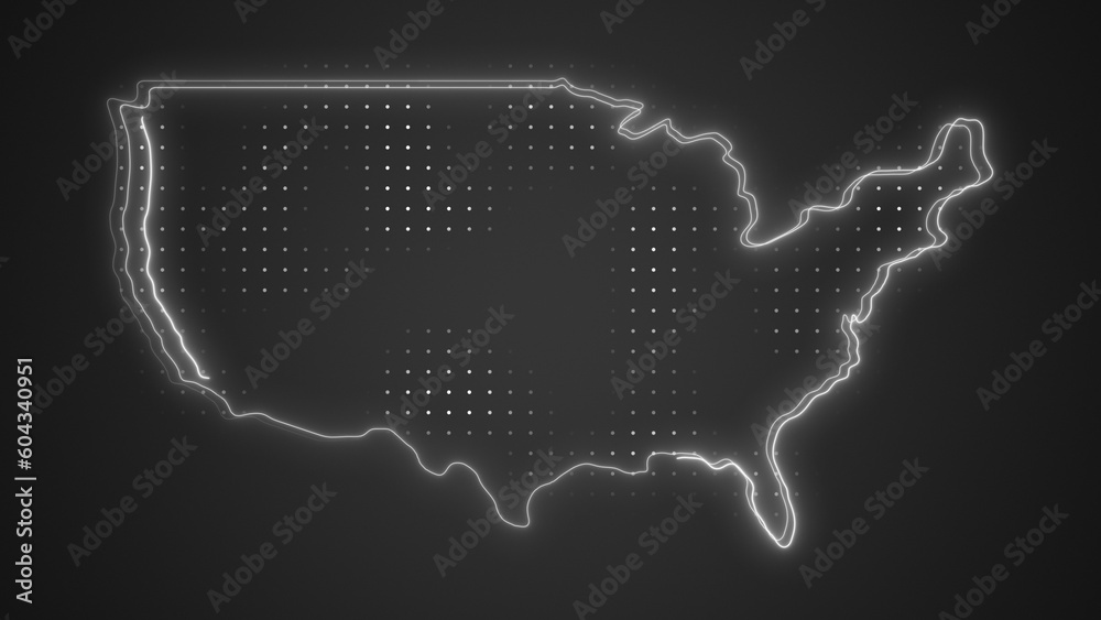 Neon White United States Map Borders Outline Background Wallpaper Stock ...
