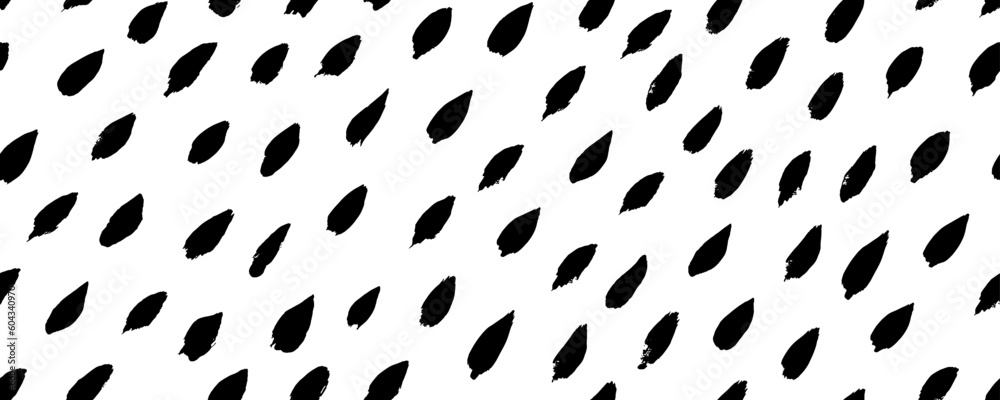 Vector de Stock Seamless banner with dashed strokes. Brush drawn blobs. Rain pattern with ...