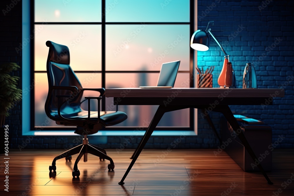 Professional Office Setup: Premium Table, Computer, and Chair Stock ...