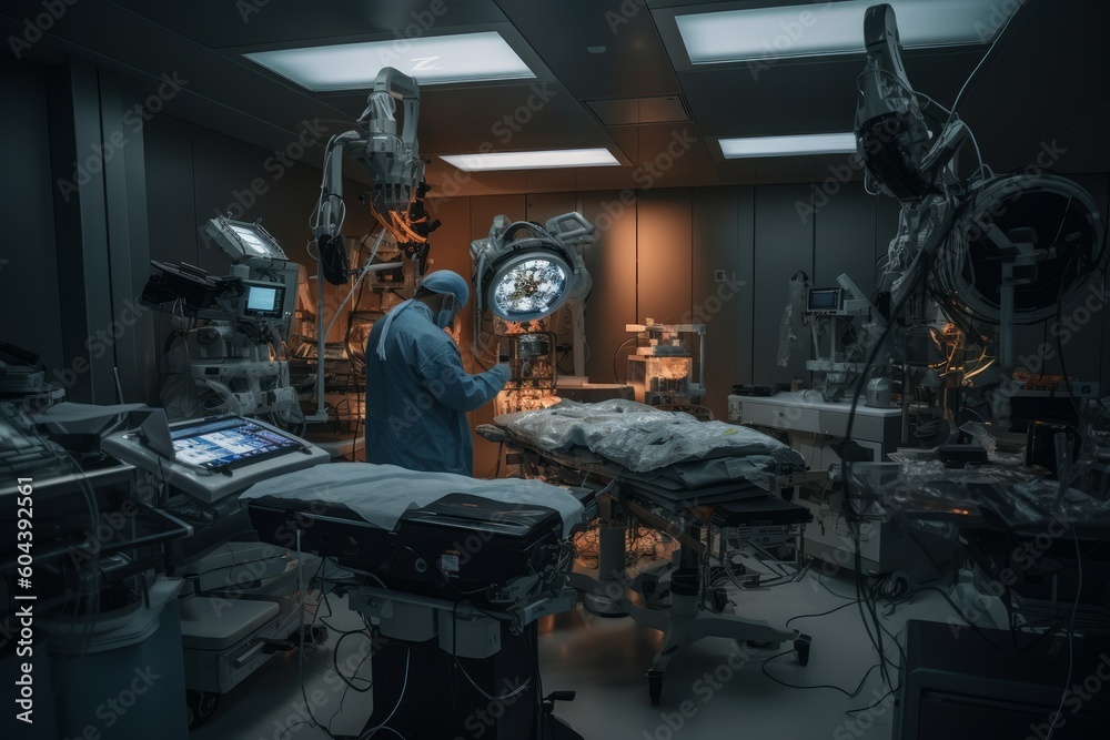 Original name(s): Doctor in a super modern operating room of the future ...