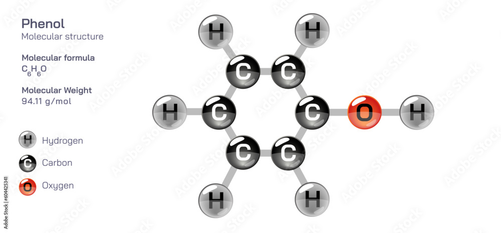 Phenol molecular structure formula. Periodic table structural molecular ...